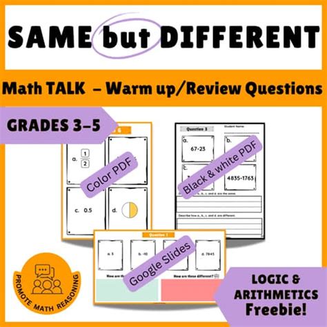 Same But Different Math Talk Freebie By Playcademy Tpt