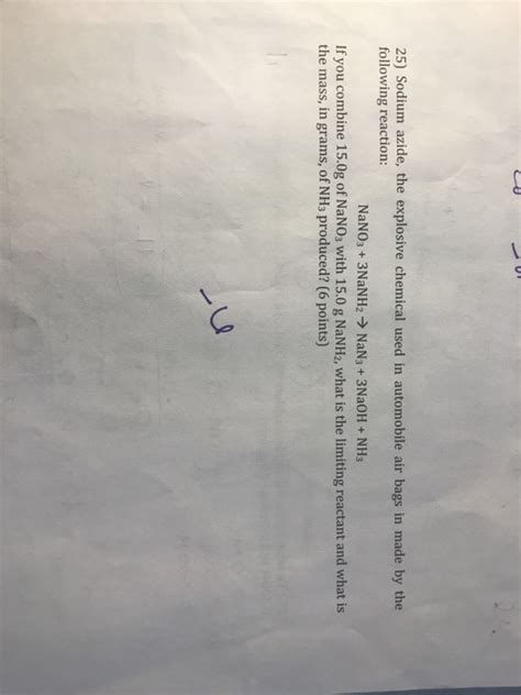 Solved 25 Sodium Azide The Explosive Chemical Used In