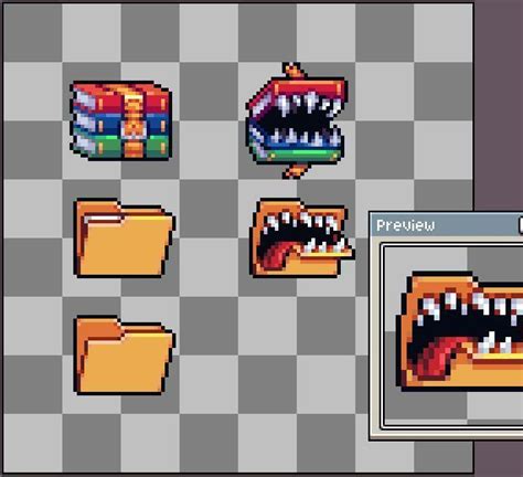 Mimic Chest Sousou No Frieren Aseprite Medium Aseprite Software Checkered Background
