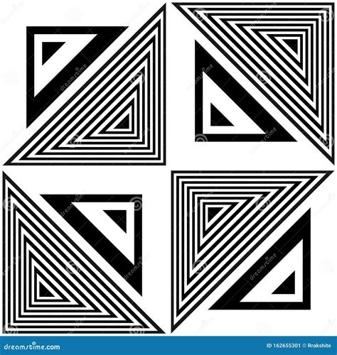 Optical Illusion Hypnotic Triangle Asymmetrical Abstract Design Stock