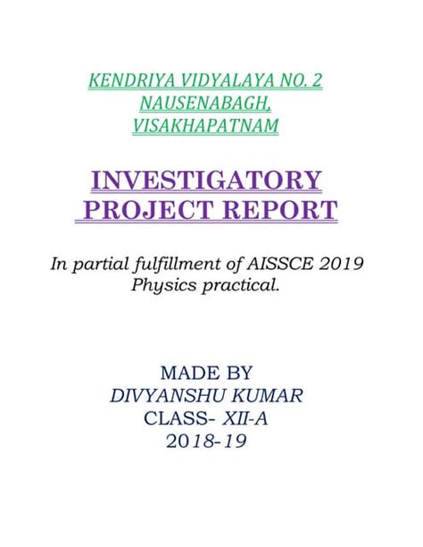 Physics Investigatory Project On Diffraction Pdf