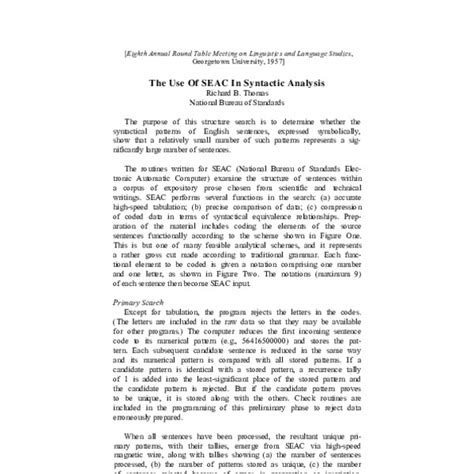 The Use Of Seac In Syntactic Analysis Acl Anthology