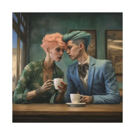 Non Binary Couple Wall Art Gay Couple Wall Print Coffee Shop Etsy