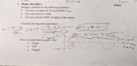 Solved Noise 20pt Si 26 5KHZ 3 Diodes Rectifier Design Chegg Com
