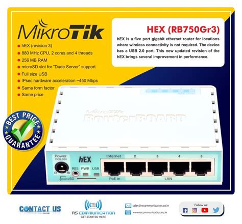An Advertisement For The Mikrotik Hex Rtb 750g3 Router