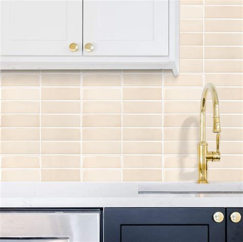 Stacked Beige Apricot Vinyl Tile Peel And Stick Tile Backsplash