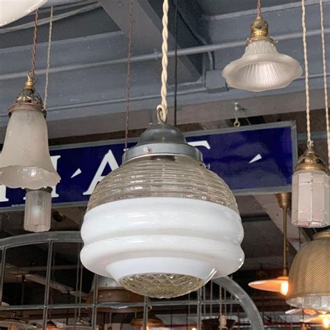 Early 20th Century Art Deco Layered Glass Pendant Light Art Deco