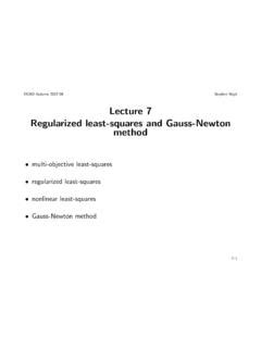 Lecture Regularized Least Squares And Gauss Newton Lecture Regularized Least Squares And