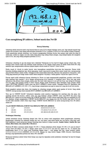 Cara Menghitung Ip Address Subnet Mask Dan Net Id Pdf