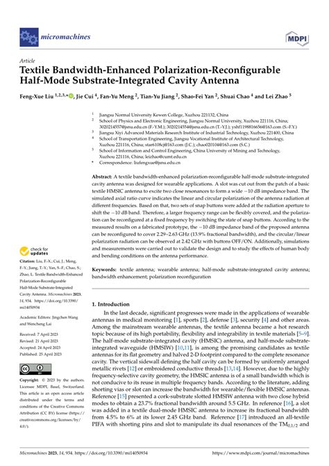 Pdf Textile Bandwidth Enhanced Polarization Reconfigurable Half Mode Substrate Integrated
