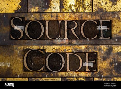Source Code Text On Textured Grunge Copper And Vintage Gold Background