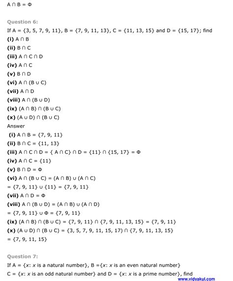Class Th Math Sets NCERT Solution CBSE