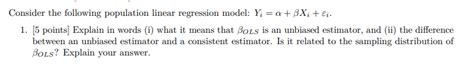 Consider The Following Population Linear Regression