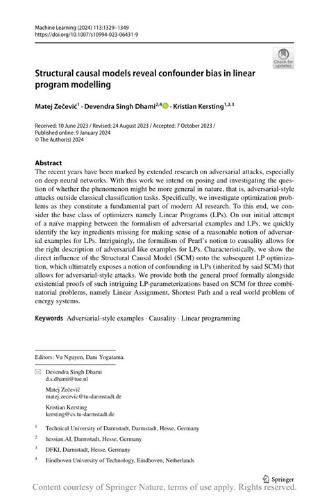 Pdf Structural Causal Models Reveal Confounder Bias In Linear Program Modelling