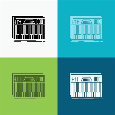 Controller Keyboard Keys Midi Sound Icon Over Various Background Glyph Style Design