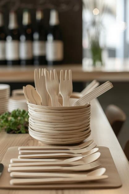 Premium Photo A Restaurant Using Fully Biodegradable Tableware