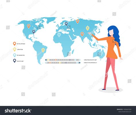 Woman Presenting Map Legend Explanation Vector Stock Vector Royalty Free 1305667030