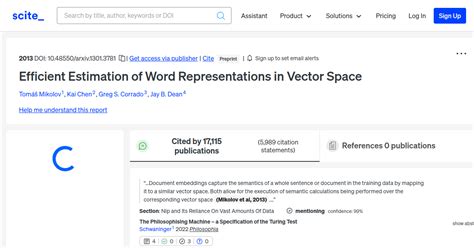 Efficient Estimation Of Word Representations In Vector Space Scite Report