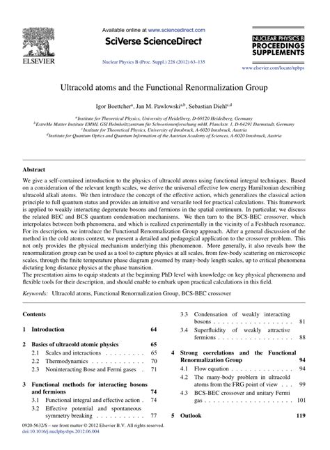 Pdf Ultracold Atoms And The Functional Renormalization Group