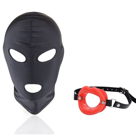Open Mouth Hood Gimp Face Mask Head Cosplay Gimp Harness Open Mouth Gag BDSM EBay UK
