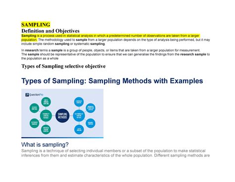 Definition And Objectives SAMPLING Definition And Objectives Sampling Is A Process Used In