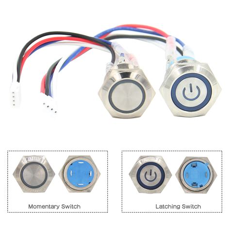 19mm Metal Push Button Switch Latching Self Locking Momentary Self R