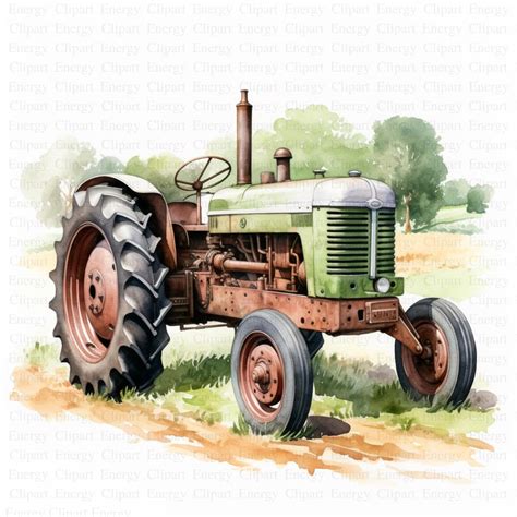 Old Tractor Clipart 5 High Quality S Digital Download Digital