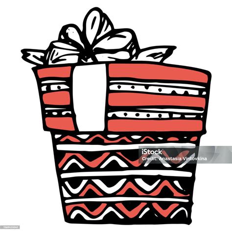 삼각형 패턴이 있는 빨간 패키지의 선물 상자 상단에 흰색 리본 리본 리본 축제 디자인 템플릿을 위한 레드 서프라이즈 기프트 박스