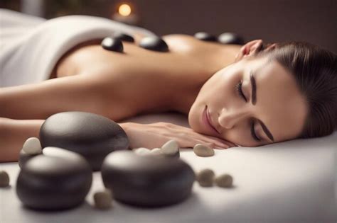 Premium Photo Young Woman Lying Face Down In A Massage Table With Spa Stones On Her Back