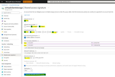 Azure Storage Account Integration Virtual Client Platform