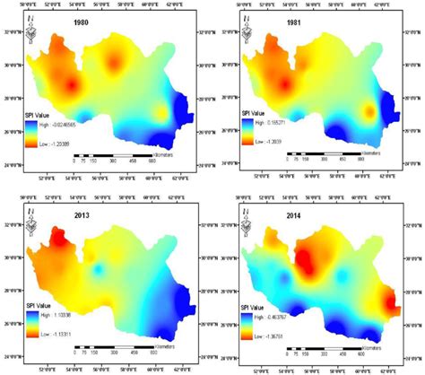Spatial Pattern Of Drought Based On Spi Index In 3 Months Time Scale Download Scientific