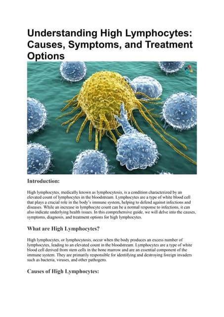 Understanding High Lymphocytes 5 Causes Symptoms And Treatment