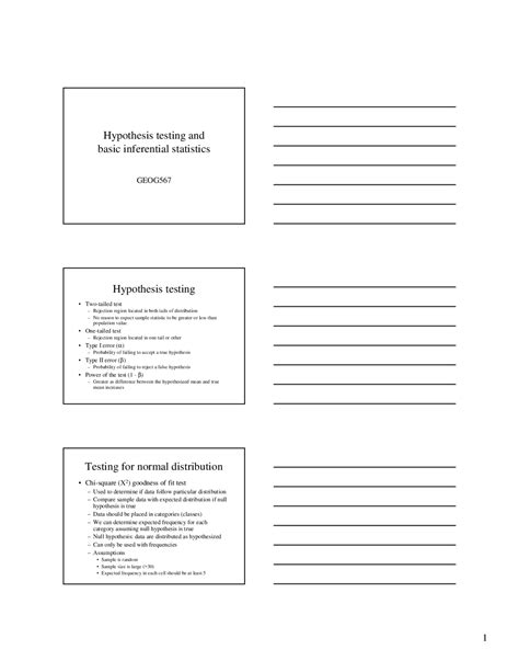 Hypothesis Testing And Basic Inferential Statistics Slides Geog