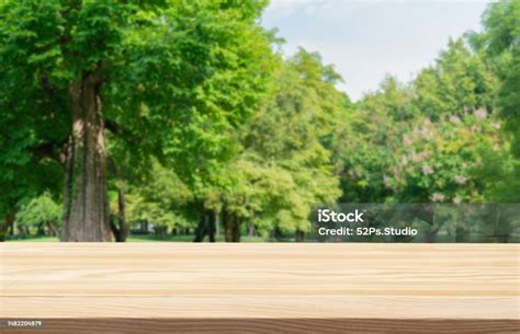 야외 녹색 잎 열대 우림 자연 풍경 배경에 있는 나무 탁상 연단 바닥 유기농 건강 천연 제품 현재 배치 받침대 카운터 디스플레이 봄 여름 정글 개념 0명에 대한 스톡 사진