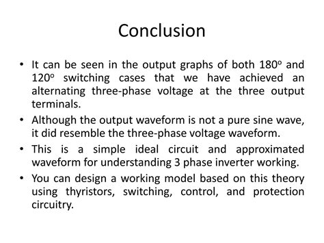 three phase inverter 180 and 120 degree mode of conduction pptx