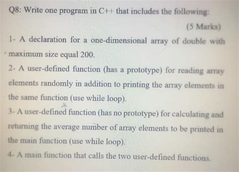 Solved Q8 Write One Program In Ch That Includes The