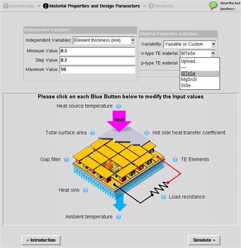 new nanohub tool advanced thermoelectric power generation simulator