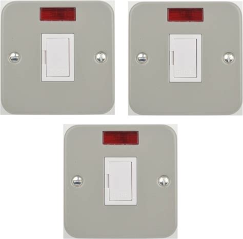 Schneider Electric Exclusive Fuse Connection Unit Neon Indicator 1 Gang Pack Of 3 Grey