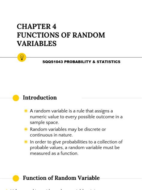 Chapter 4 Functions Of Random Variables Pdf Probability