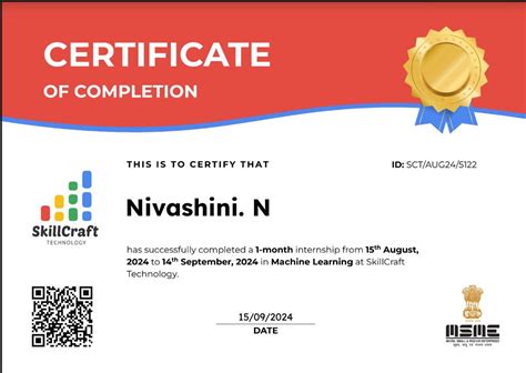 Nivashini N On Linkedin Machinelearning Internship Dataanalysis Skillcraft Keeplearning