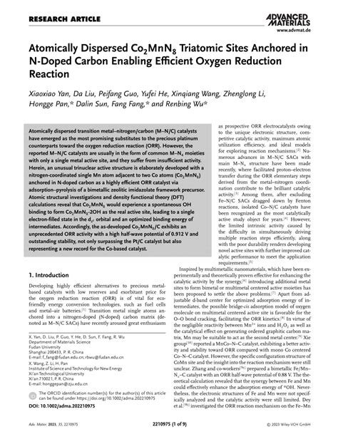 Atomically Dispersed Co2 Mnn8 Triatomic Sites Anchored In N Doped