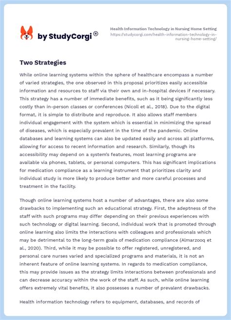 Health Information Technology In Nursing Home Setting Free Essay Example