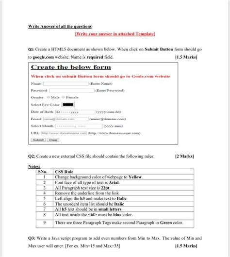 Solved Q1 Create A Html5 Document As Shown Below When