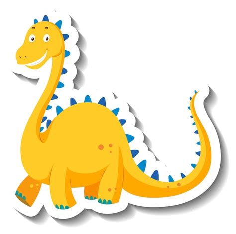 Симпатичный зеленый динозавр мультяшный персонаж стикер Бесплатно векторы