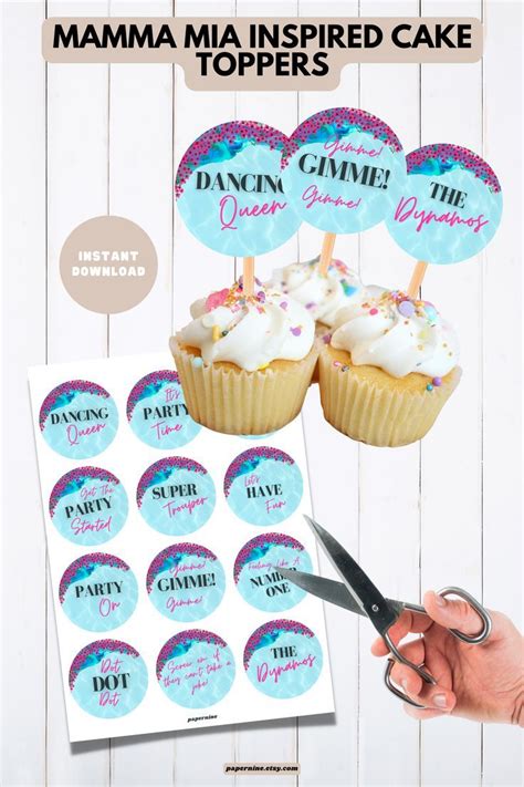 Mamma Mia Inspired Printable Party Cake Topper Decorations Digital