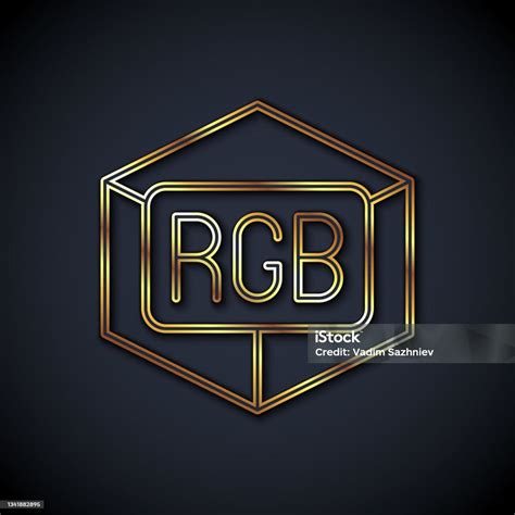 블랙 백그라운드에서 격리된 골드 라인 Rgb 및 Cmyk 컬러 믹싱 아이콘 벡터 0명에 대한 스톡 벡터 아트 및 기타 이미지 0명 Cmyk 검은색 Istock