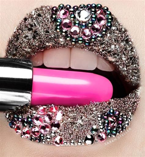 Pink Lips With Diamonds