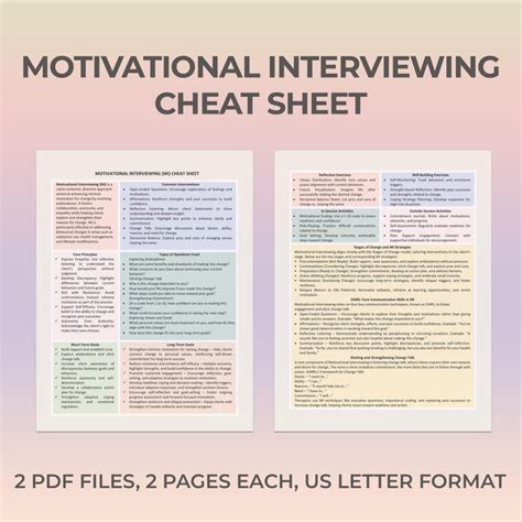 Mi Cheat Sheet Motivational Interviewing Therapy Cheat Sheet Printable Therapy Sheet Sheet
