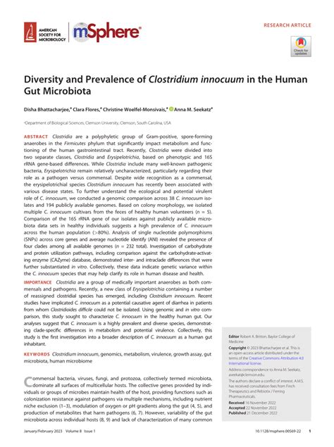 Pdf Diversity And Prevalence Of Clostridium Innocuum In The Human Gut