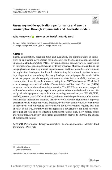 Assessing Mobile Applications Performance And Energy Consumption Through Experiments And